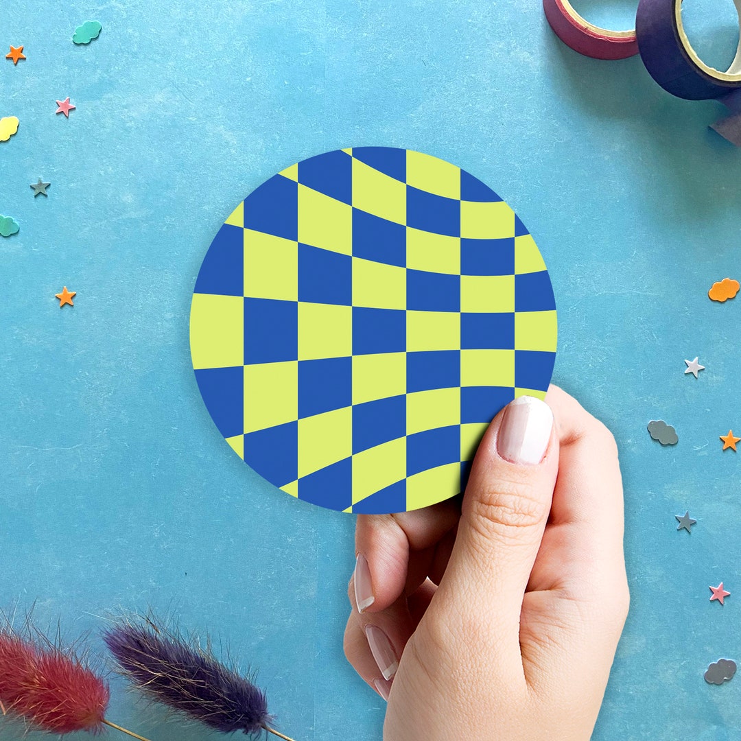 Checkered Sticker, Color Squares Sticker, Circle Sticker, Round Sticker ...