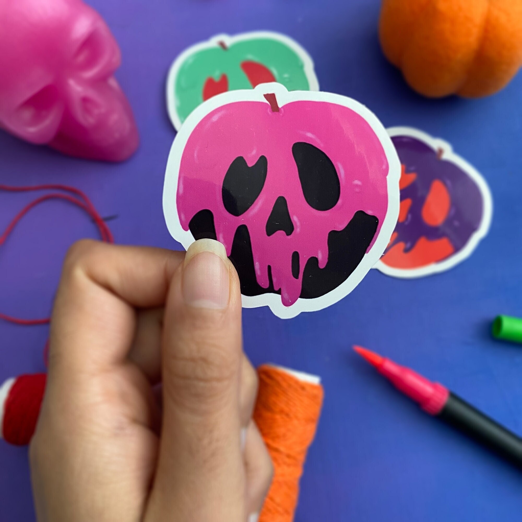 Halloween Stickers Poison Apple Stickers Skull Apples - Etsy UK