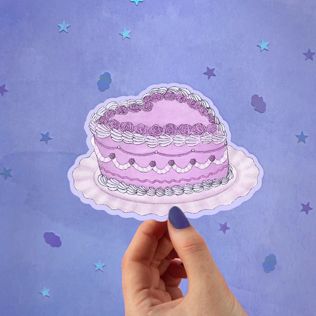 Heart Cake Sticker, Dessert Sticker, Pastry Sticker, Sweets Sticker ...