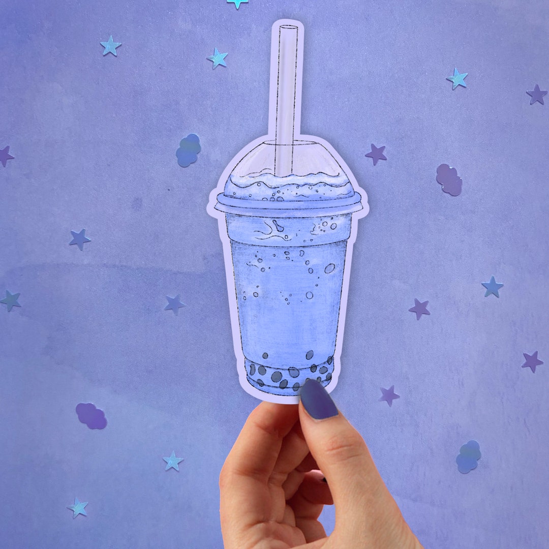 Blue Boba Tea Sticker, Bubble Tea Sticker, Beverage Sticker, Drink ...