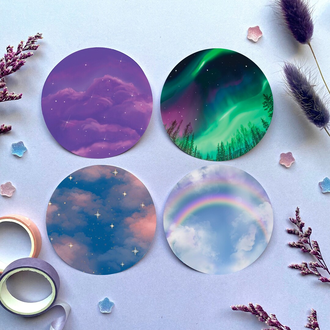 Sky Sticker Pack Northern Lights Sticker Cloud Stickers Sky - Etsy
