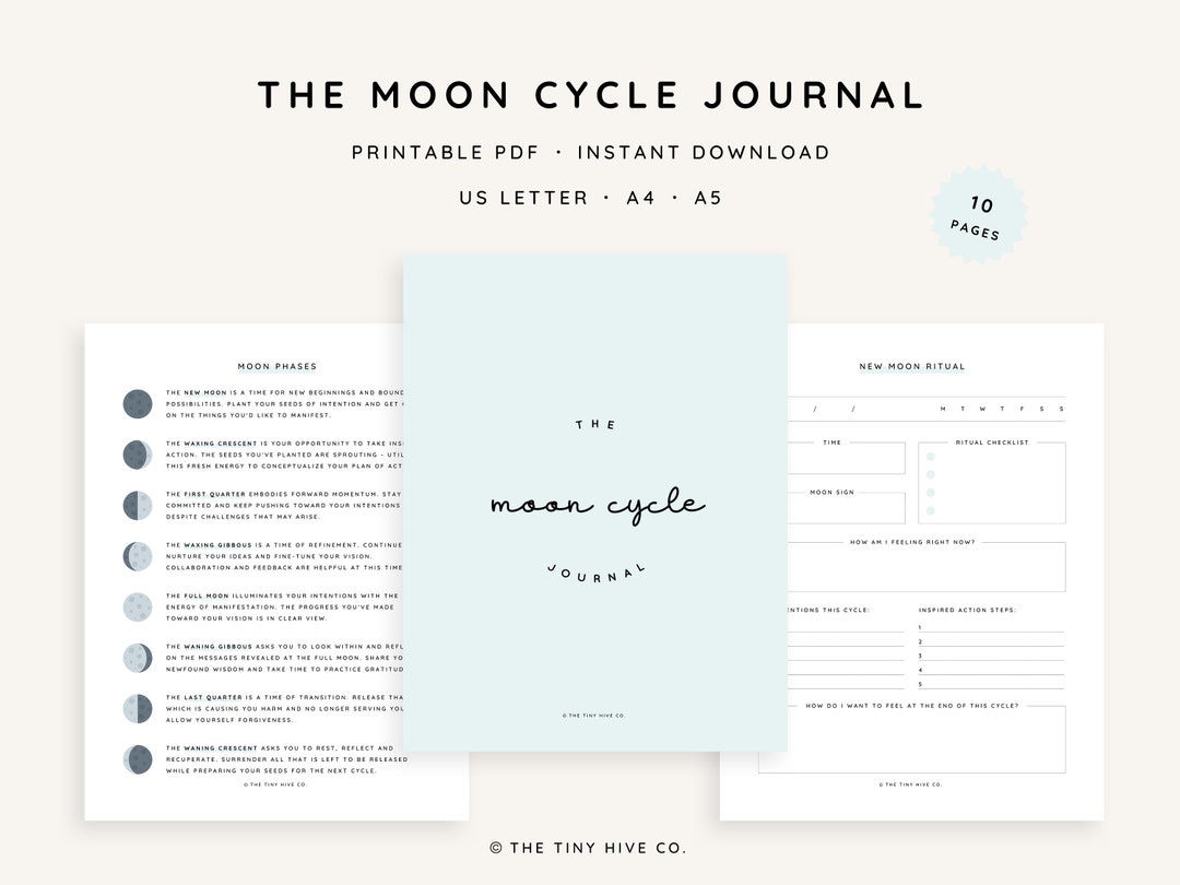 Buy Moon Phase Journal Printable Lunar Cycle Planner Pages Digital PDF ...