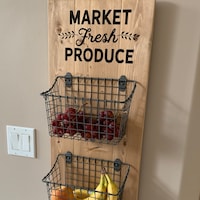 Fresh Produce Storage Wall Hang, Wooden Decor - Etsy