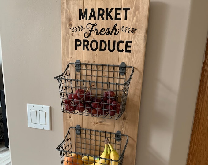 Fresh Produce Storage Wall Hang, Wooden Decor - Etsy