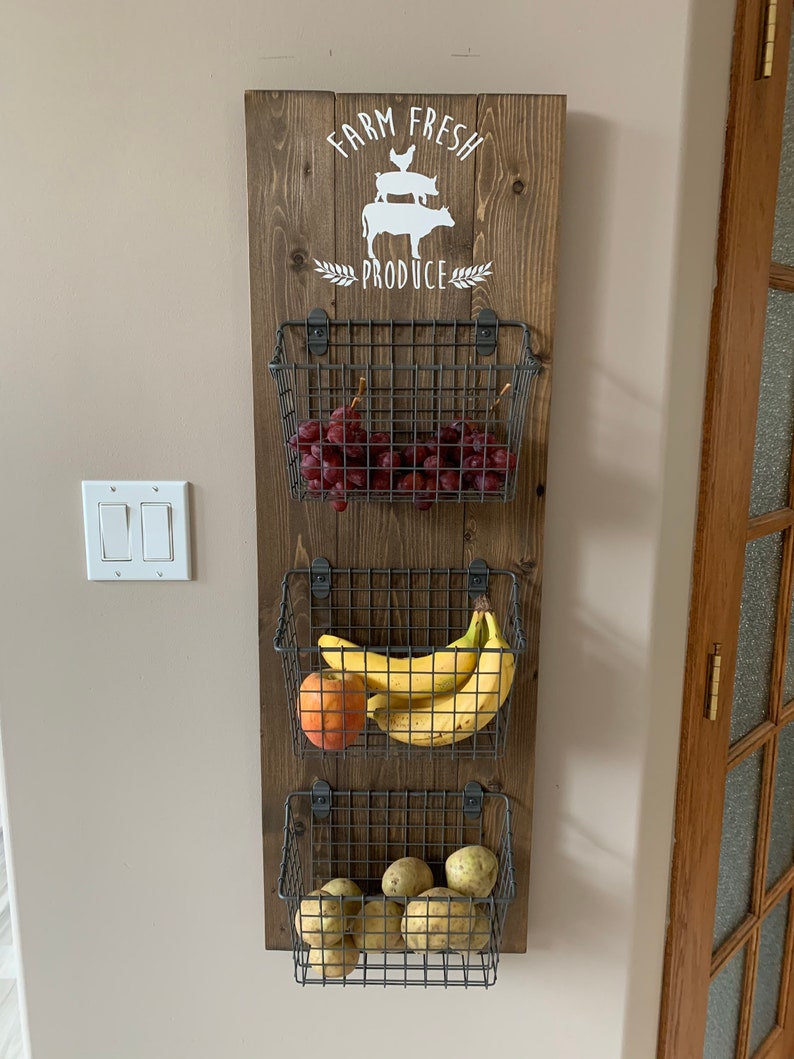 Fresh Produce Storage Wall Hang Wooden Decor | Etsy