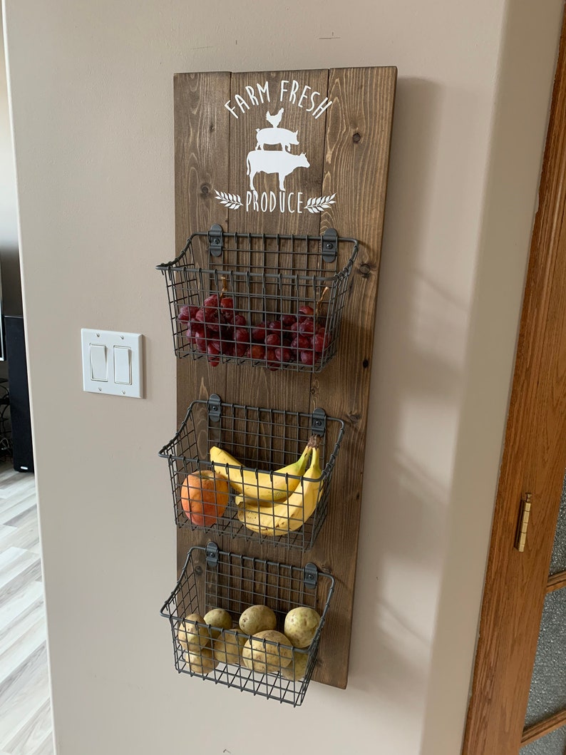 Fresh Produce Storage Wall Hang Wooden Decor | Etsy
