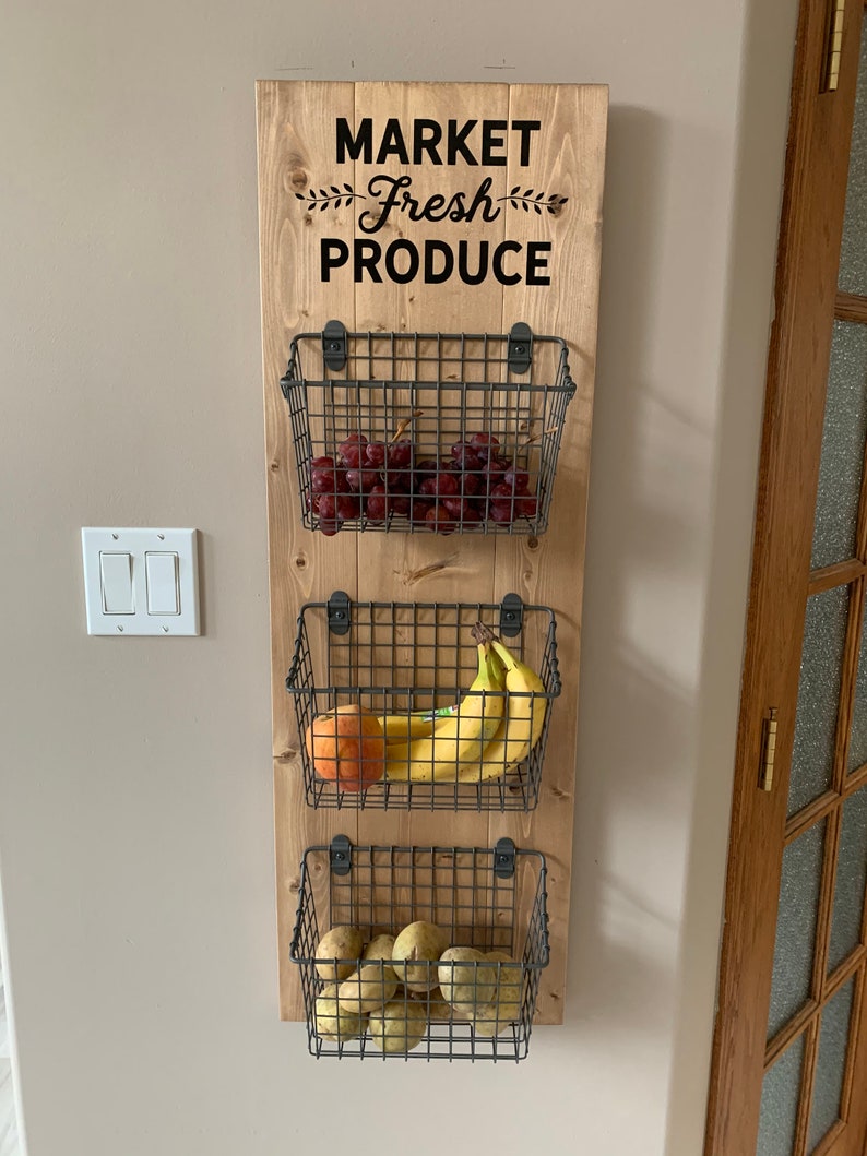 Fresh Produce Storage Wall Hang, Wooden Decor - Etsy
