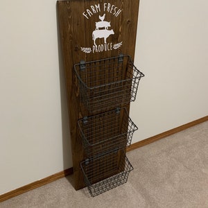 Fresh Produce Storage Wall Hang, Wooden Decor - Etsy