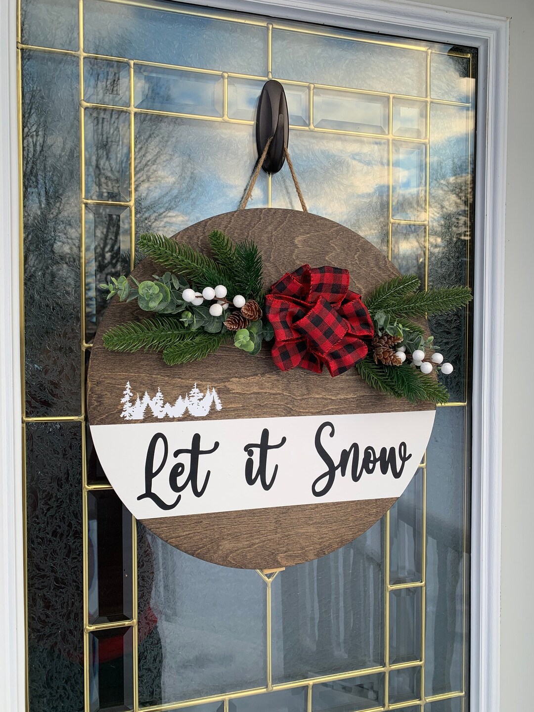 Let It Snow Sign, Winter Door Decor, Winter Door Hanger, Christmas ...