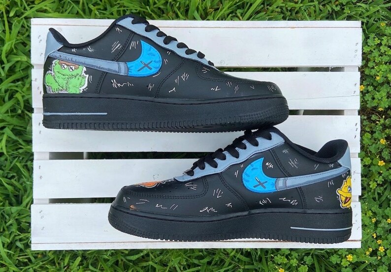 KAWS X Sesame Street Custom Nike Air Force 1 Sneakers mens/womens ...