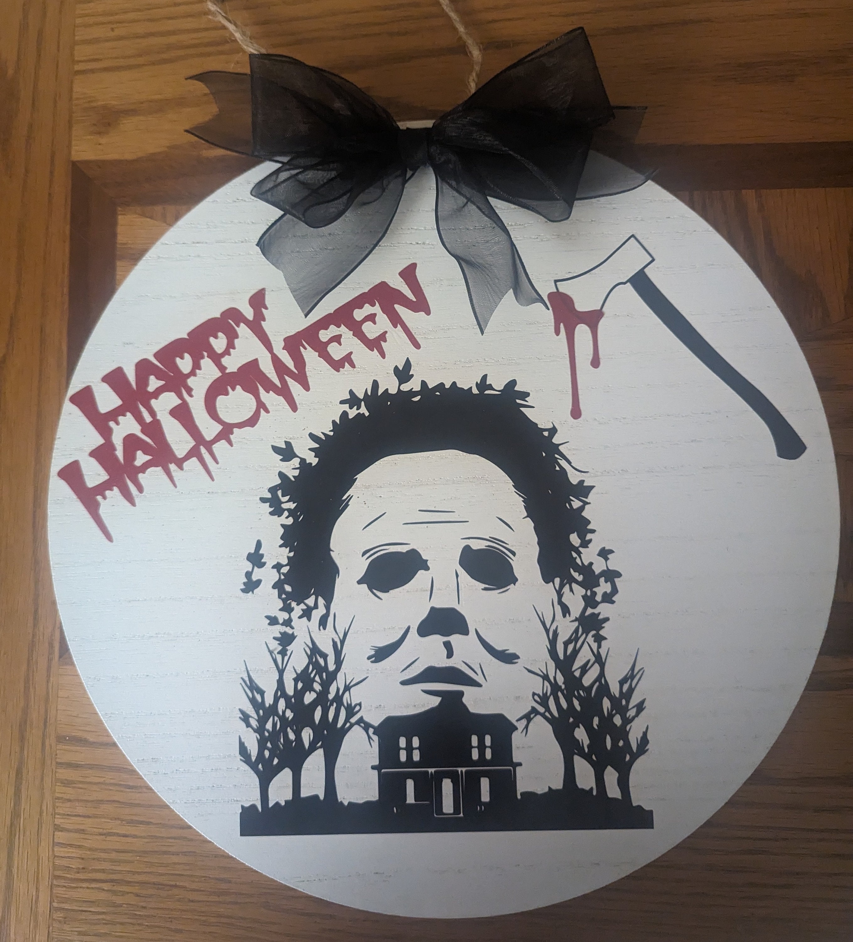 Halloween, Halloween Decor, Horror, Monsters, Door Hanger, Wood, Happy ...