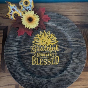 Grateful Thankful Blessed Plate, Plates, Sunflowers, Fall, Autumn, Fall ...