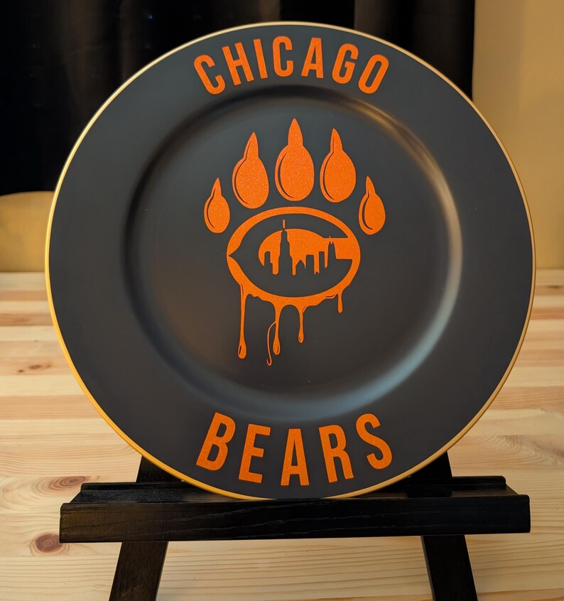 Chicago Bears Plate: Navy Blue Glitter Vinyl Decor - Etsy