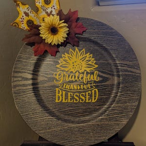 Grateful Thankful Blessed Plate, Plates, Sunflowers, Fall, Autumn, Fall ...