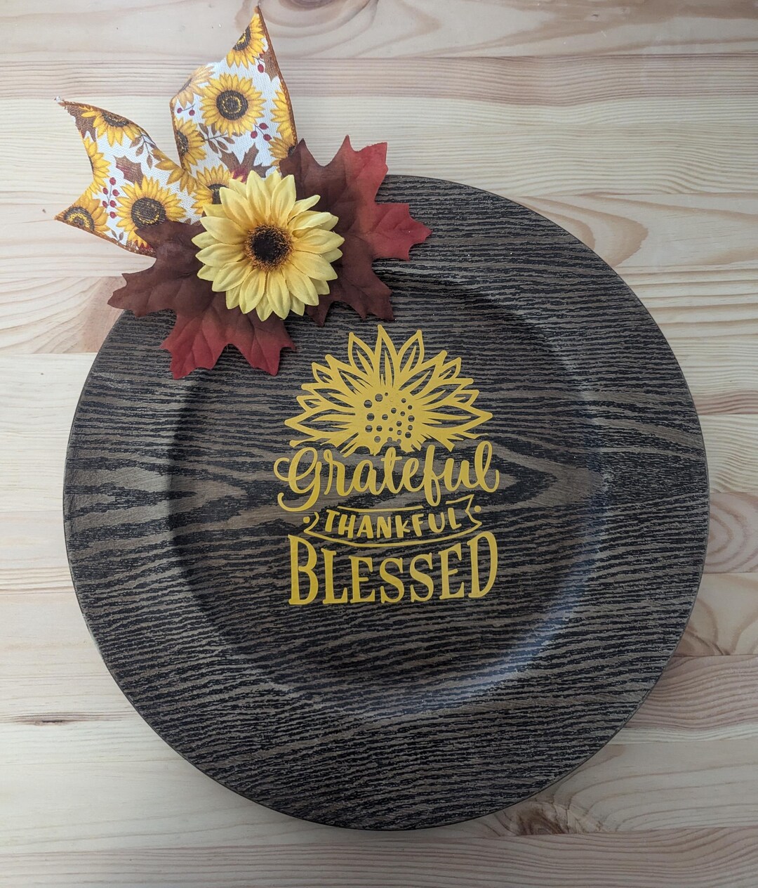 Grateful Thankful Blessed Plate, Plates, Sunflowers, Fall, Autumn, Fall ...