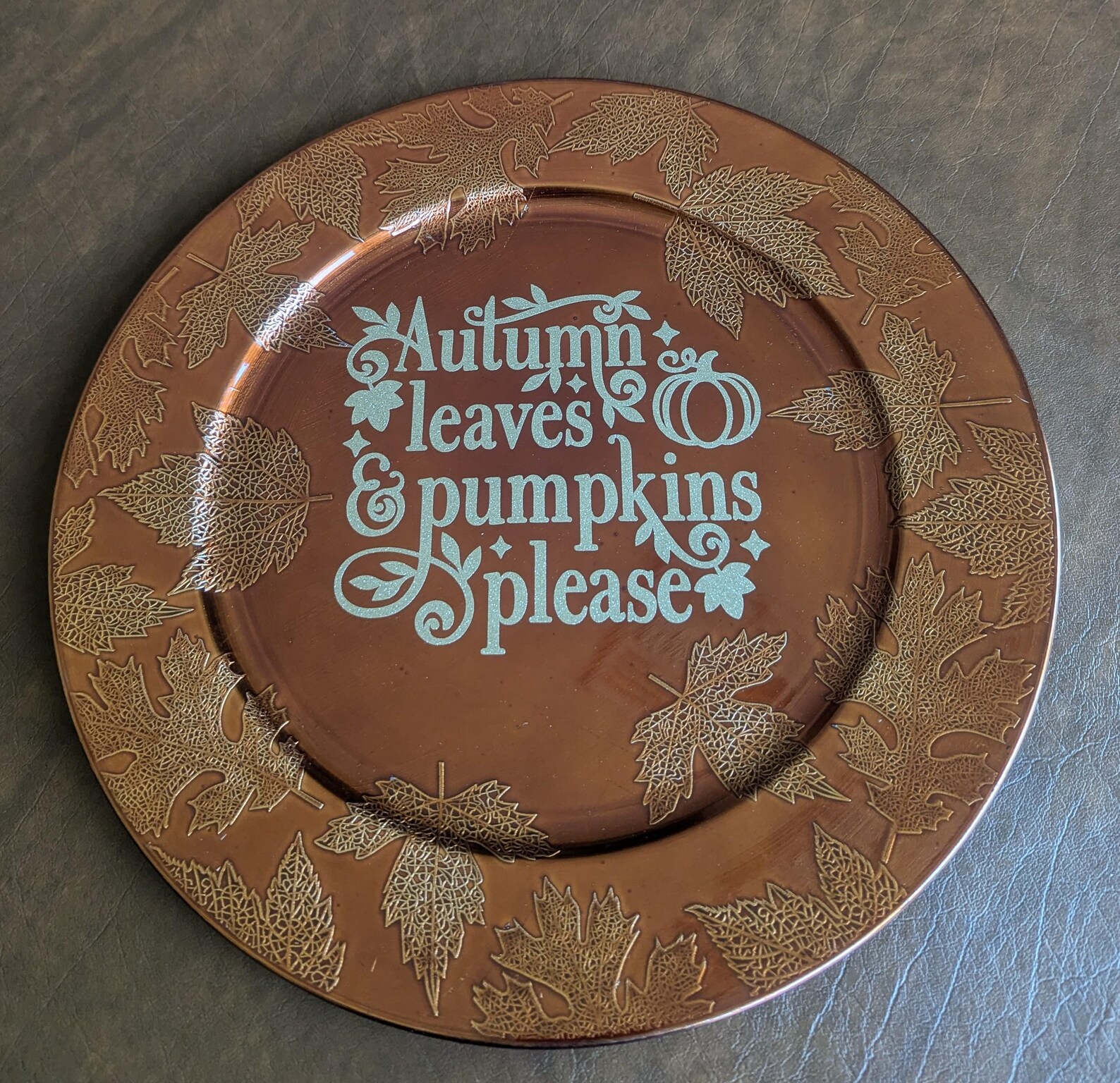 Embossed Leaf Fall Plate: Brown & Rust Autumn Decor (13x13) - Etsy
