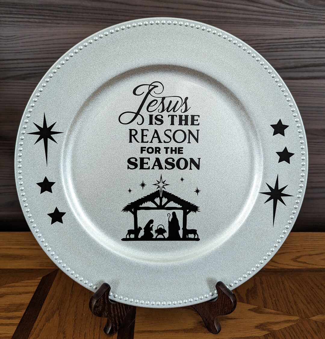 Nativity Plate: Silver Beaded Christmas Decor - Etsy
