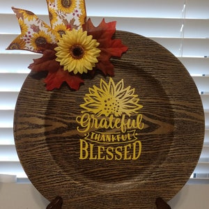 Grateful Thankful Blessed Plate, Plates, Sunflowers, Fall, Autumn, Fall ...
