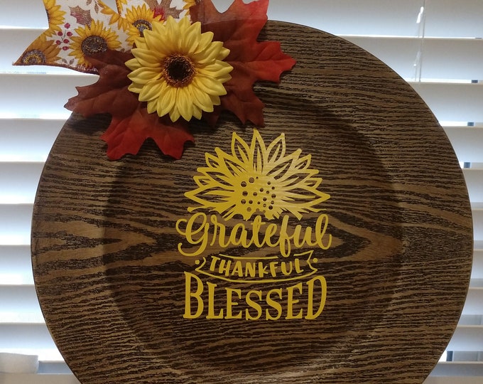 Grateful Thankful Blessed Plate, Plates, Sunflowers, Fall, Autumn, Fall ...