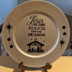 Nativity Plate: Silver Beaded Christmas Decor - Etsy