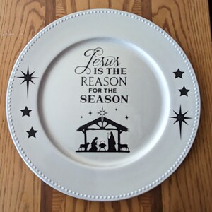 Nativity Plate: Silver Beaded Christmas Decor - Etsy