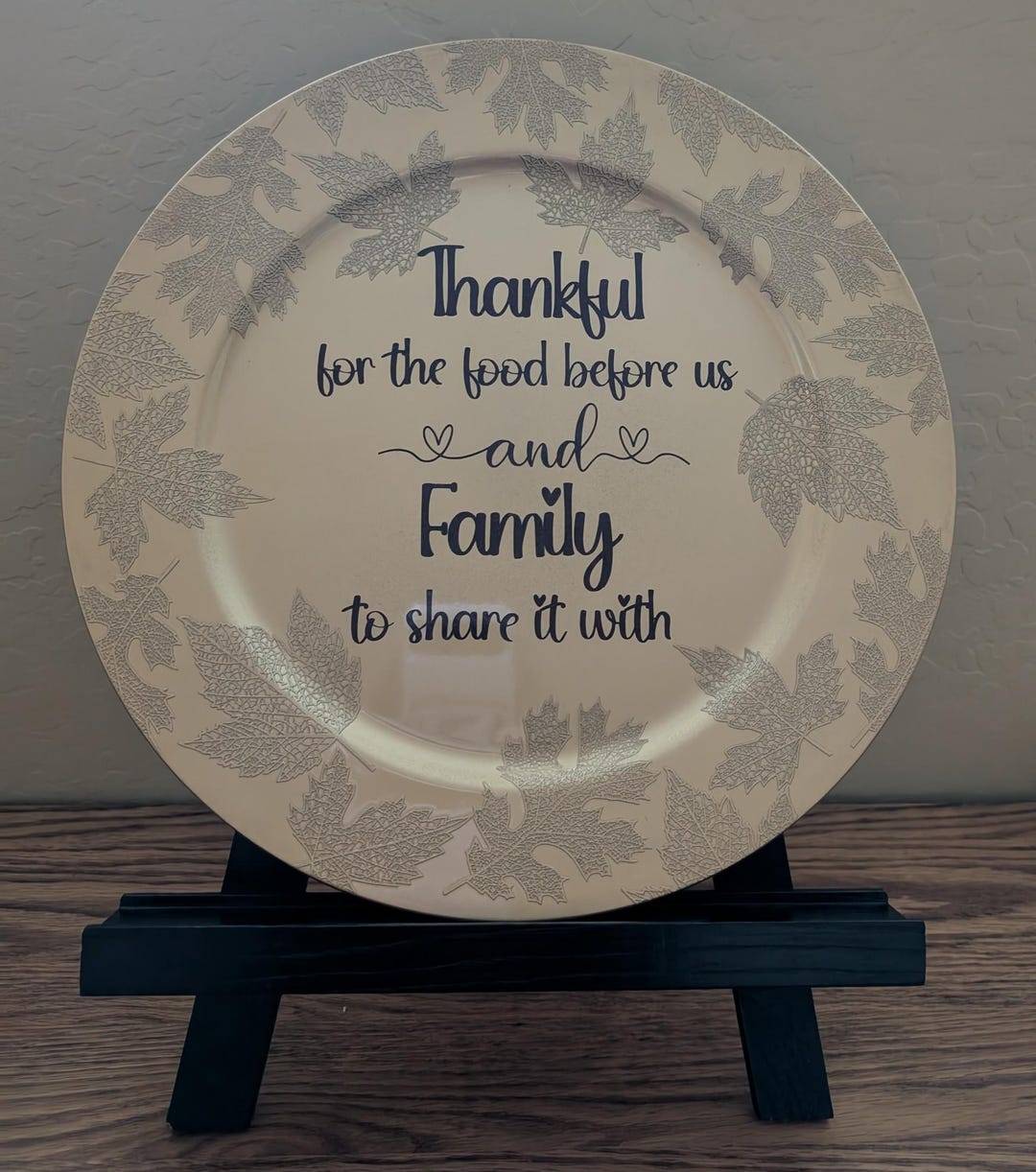 Thankful Family Plate: Embossed Leaf Border, Fall Thanksgiving Decor - Etsy