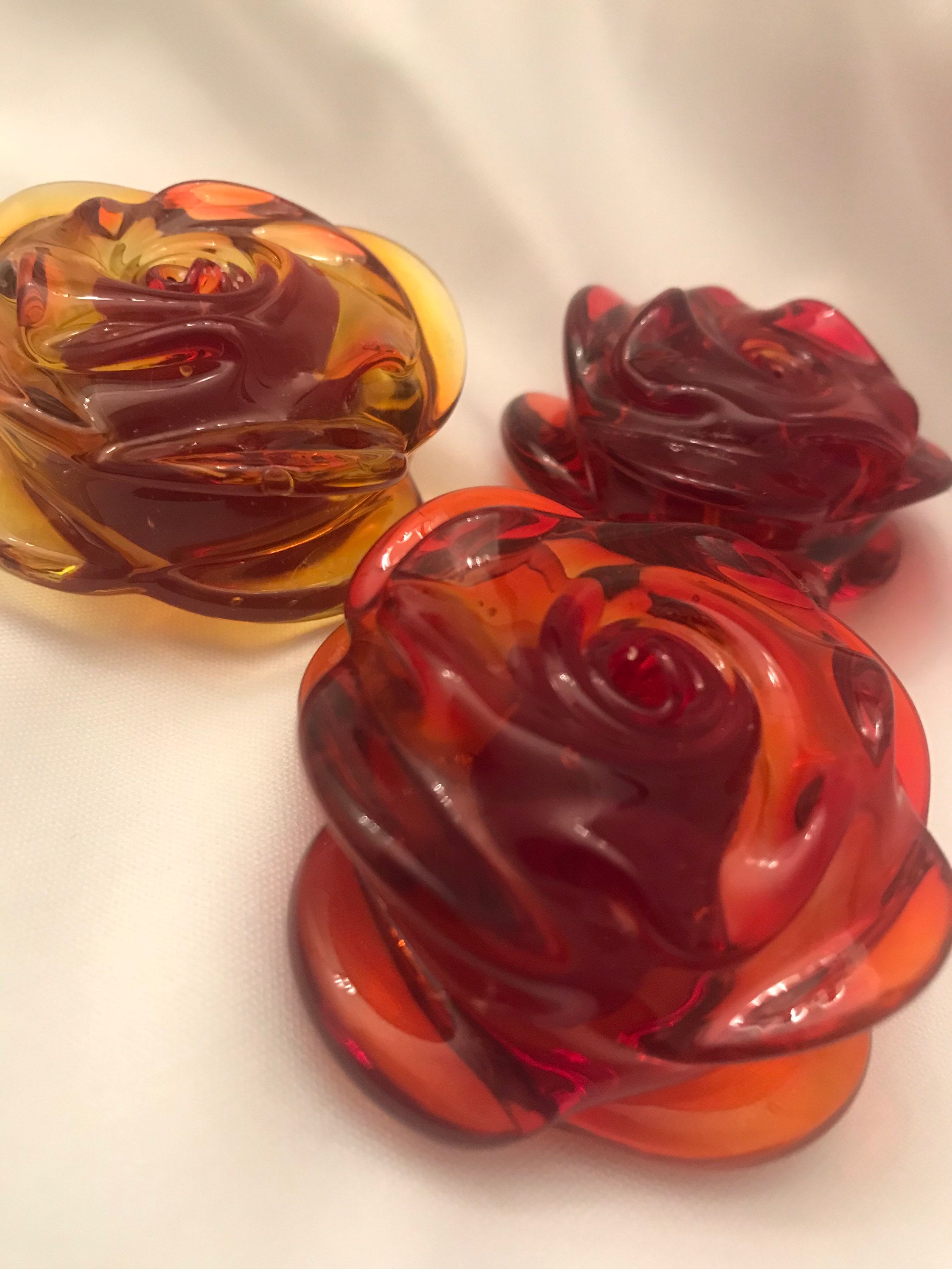 Hand Blown Glass Rose Figurine | Etsy