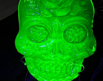 Uranium Glass Skull XL Yellow - Etsy
