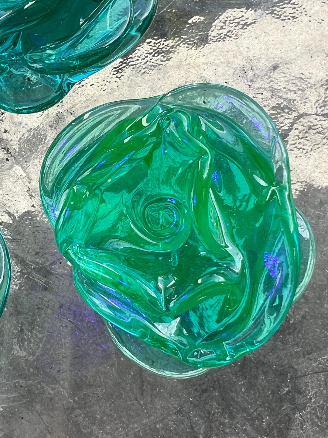 Uranium Glass Rose Mini Figurine (teal/blue) - Etsy