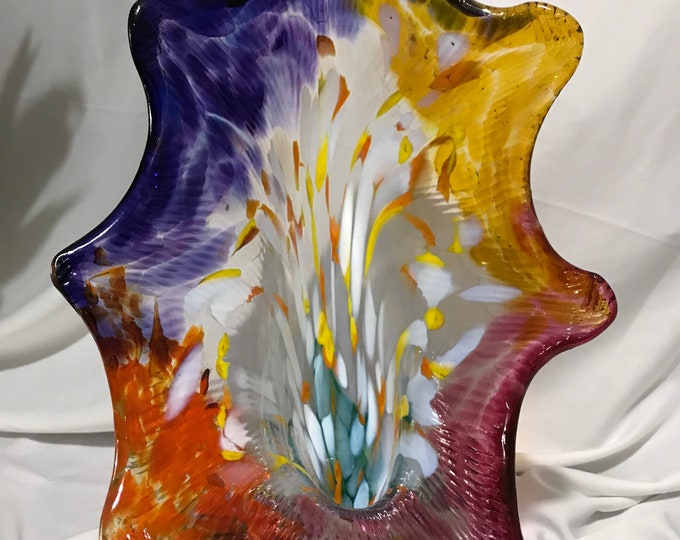 Glass Garden Art, Glass Flower, Plate Flower, Vintage Glass, Garden Decor, Yard Art sophia - Etsy