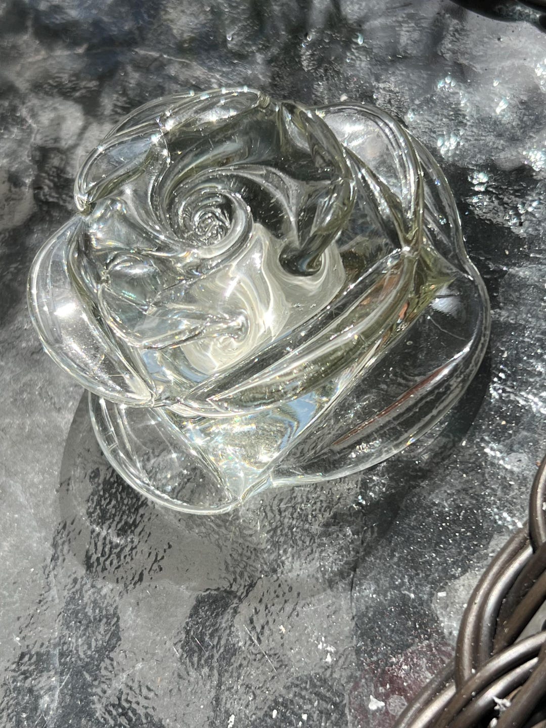 Hand Blown Glass Rose Figurine With Rainbow Light Base - Etsy