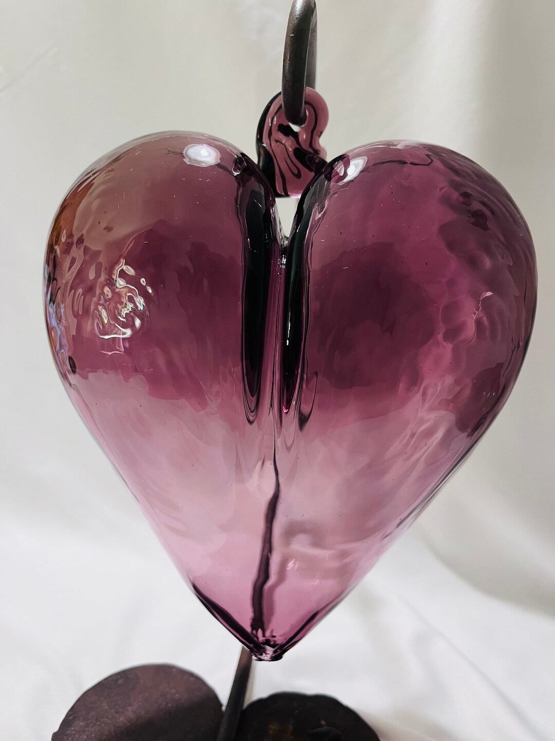 Hand Blown Glass Hearts (dark Purple) - Etsy