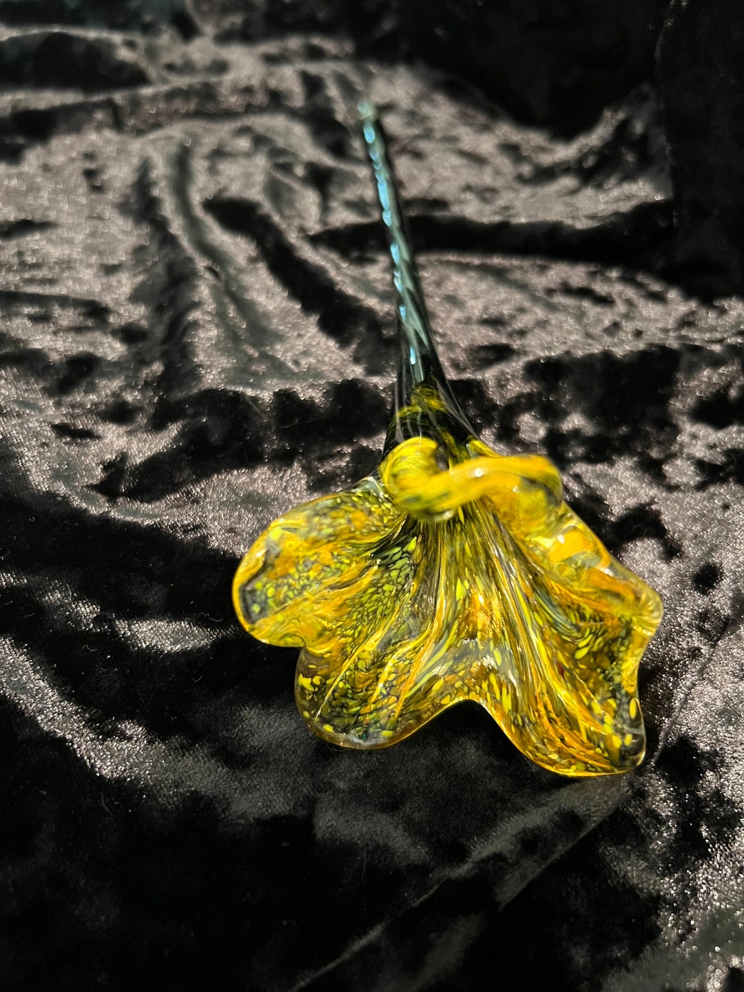 Mini Stem Glass Flower (yellow & Black) - Etsy