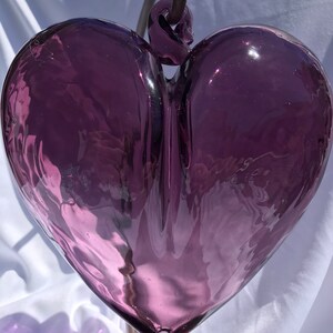 Hand Blown Glass Hearts (dark Purple) - Etsy