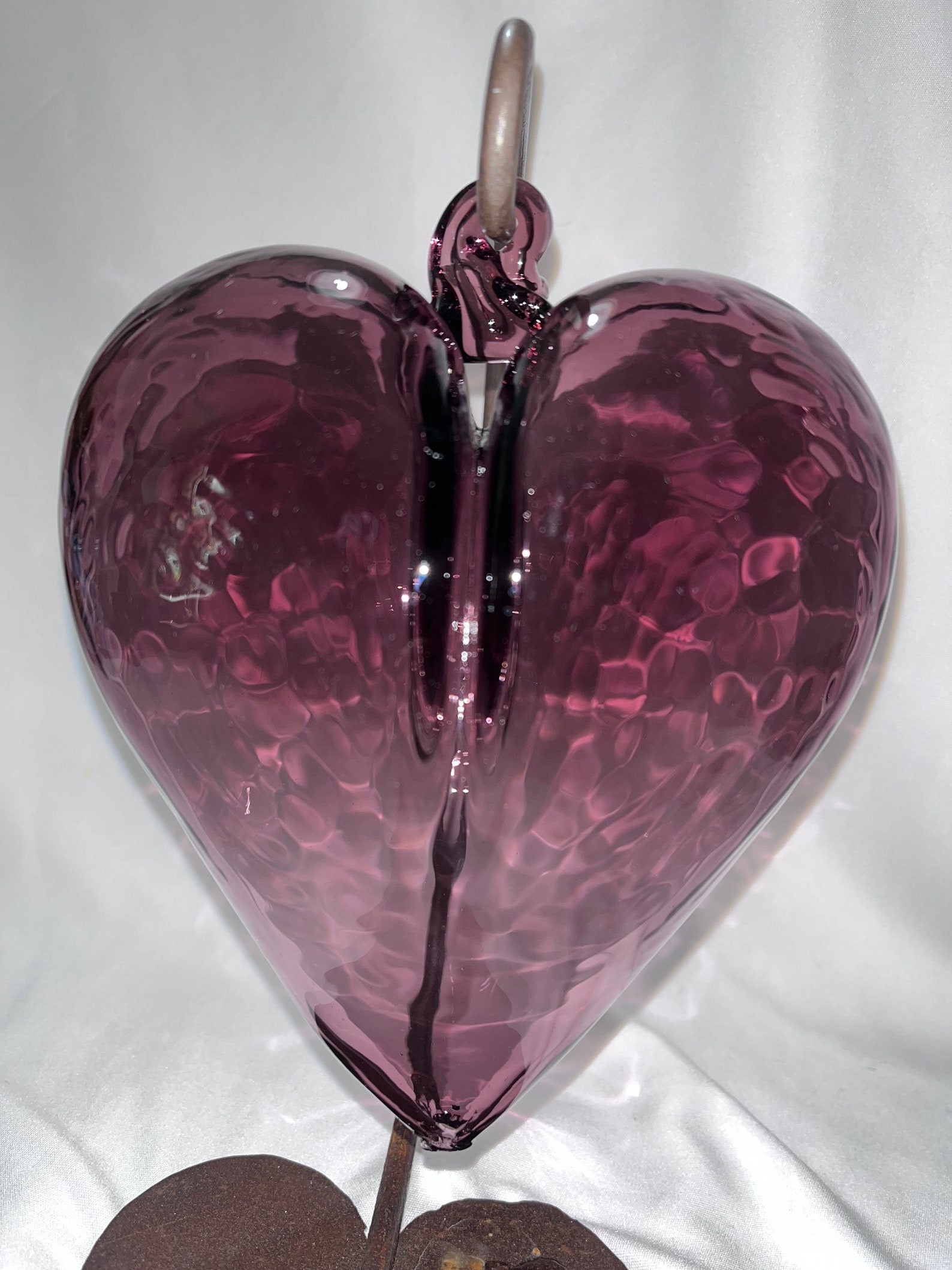 Hand Blown Glass Hearts dark Purple - Etsy
