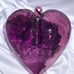 Hand Blown Glass Hearts (dark Purple) - Etsy