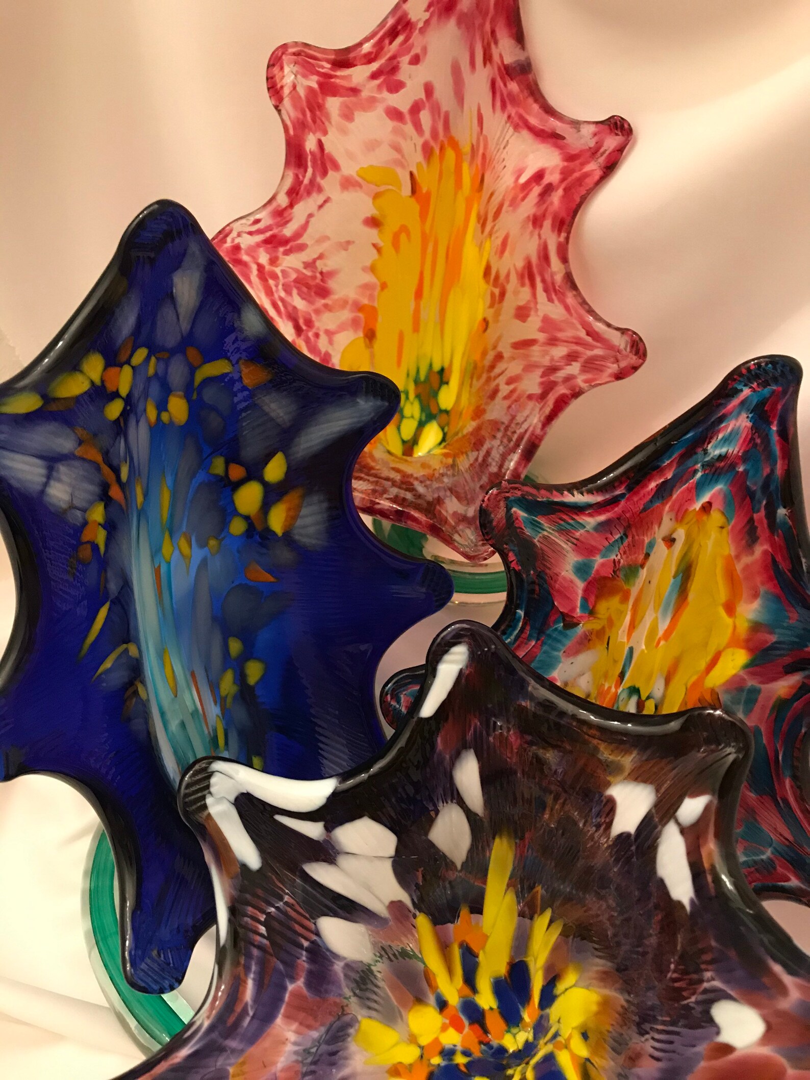 Hand Blown Glass Flowers Magenta And Purple Etsy
