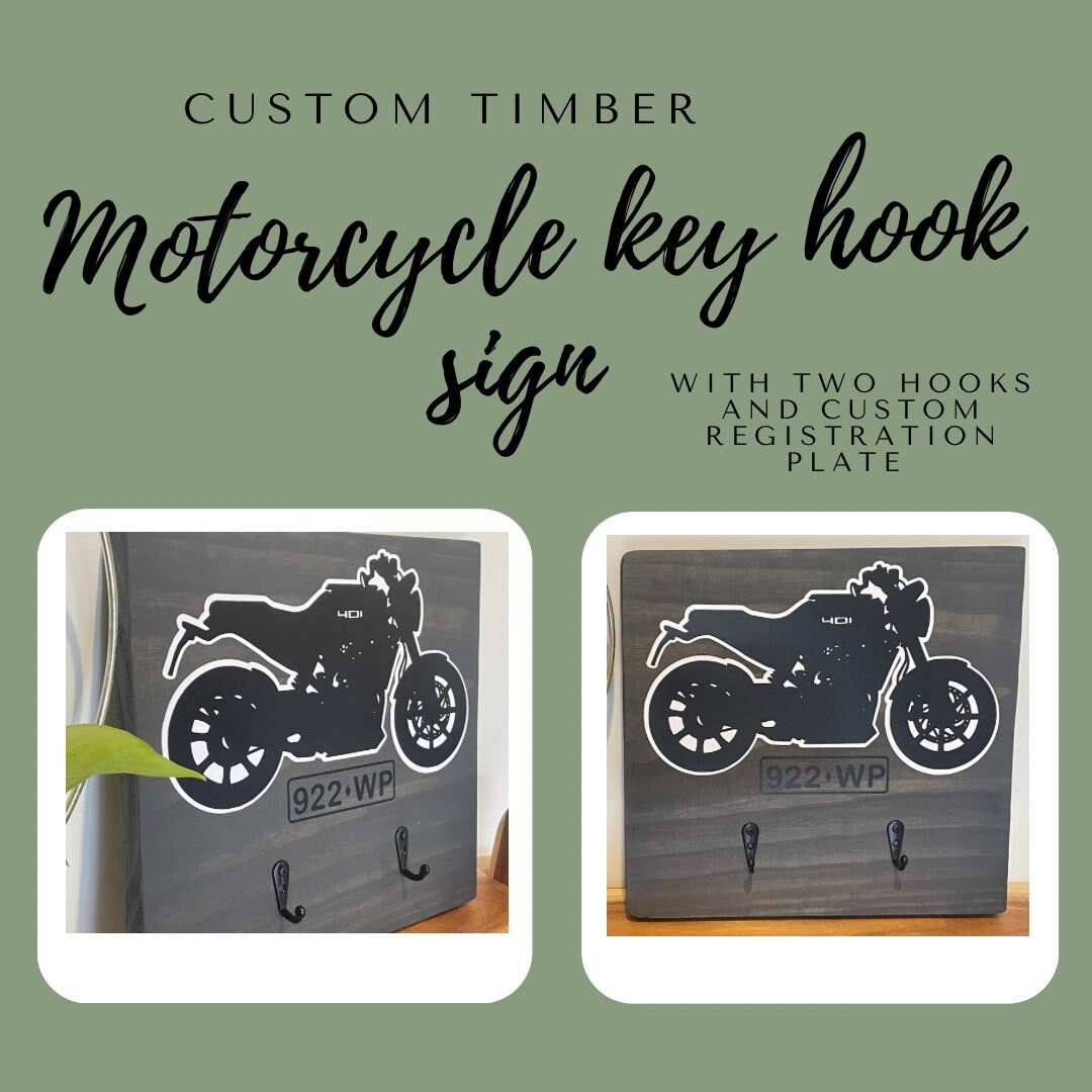 Custom Motorcycle Silhouette Key Hook Timber Sign Two Hooks Dirt Bike ...