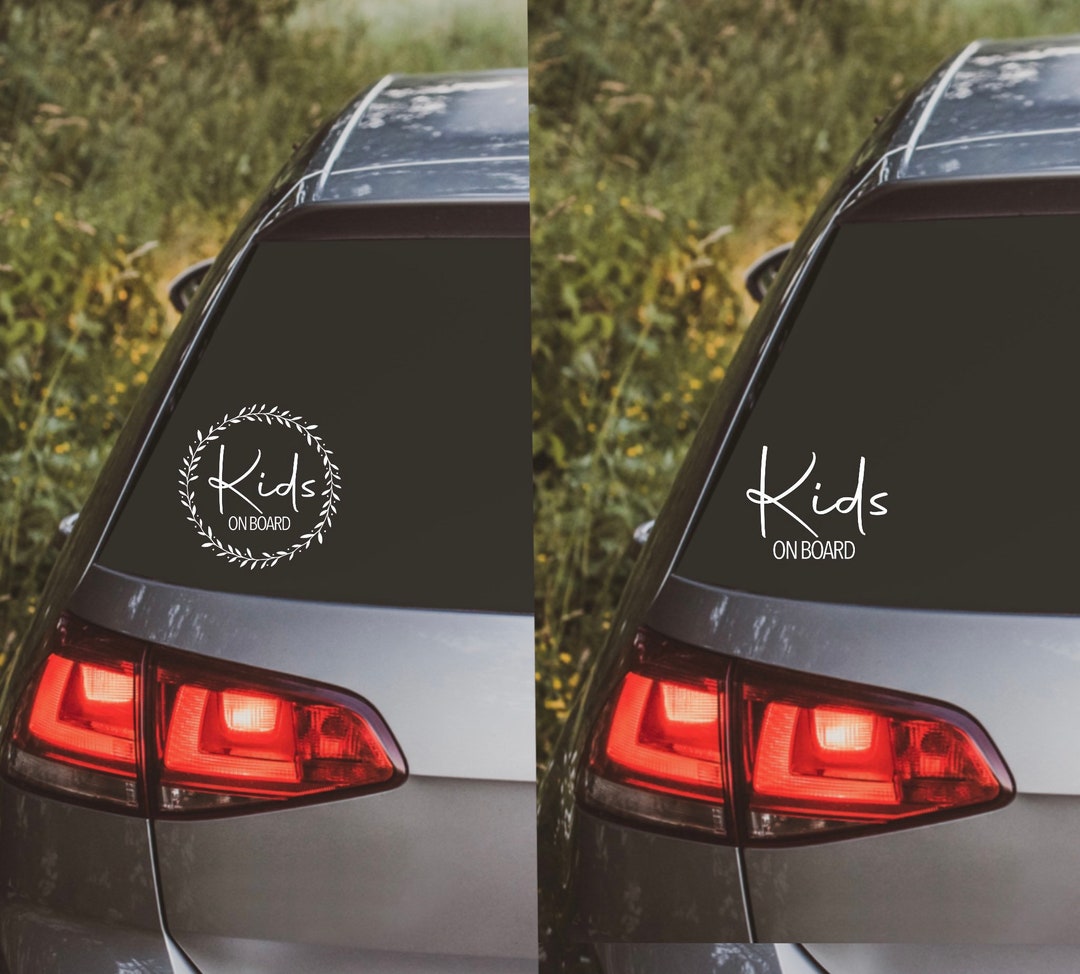 Kids on Board Car Decal Bumper Sticker White Vinyl Decal Gift Parents ...
