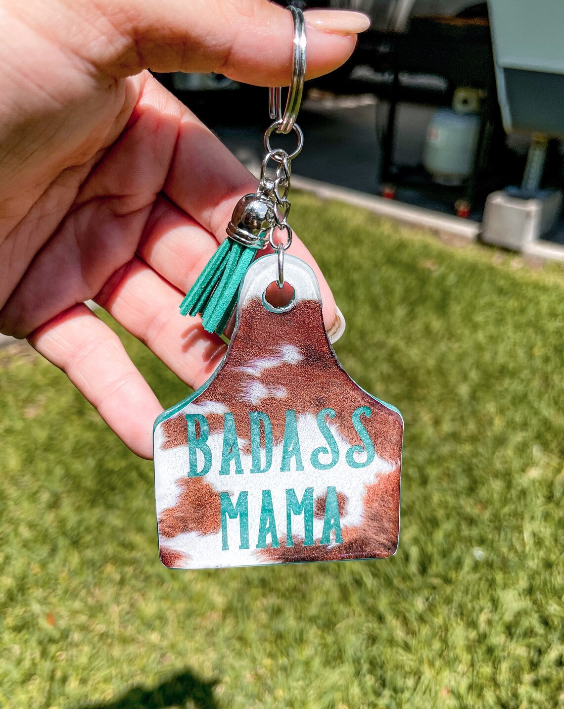 Resin Cowhide Ear Tag Keychains Western Keychains Epoxy - Etsy