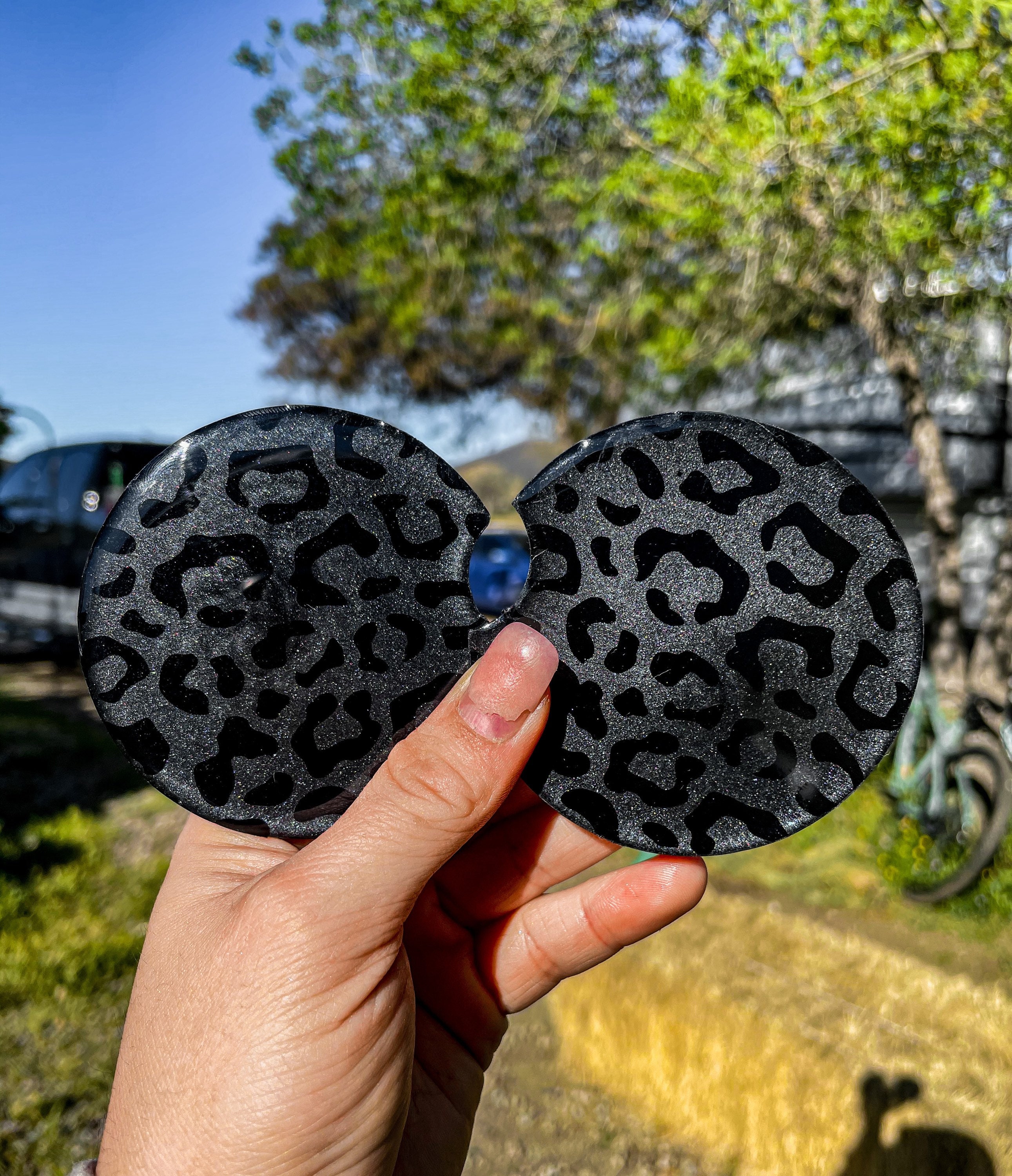 Custom Resin Black Onyx Leopard Print Car Coaster | Etsy