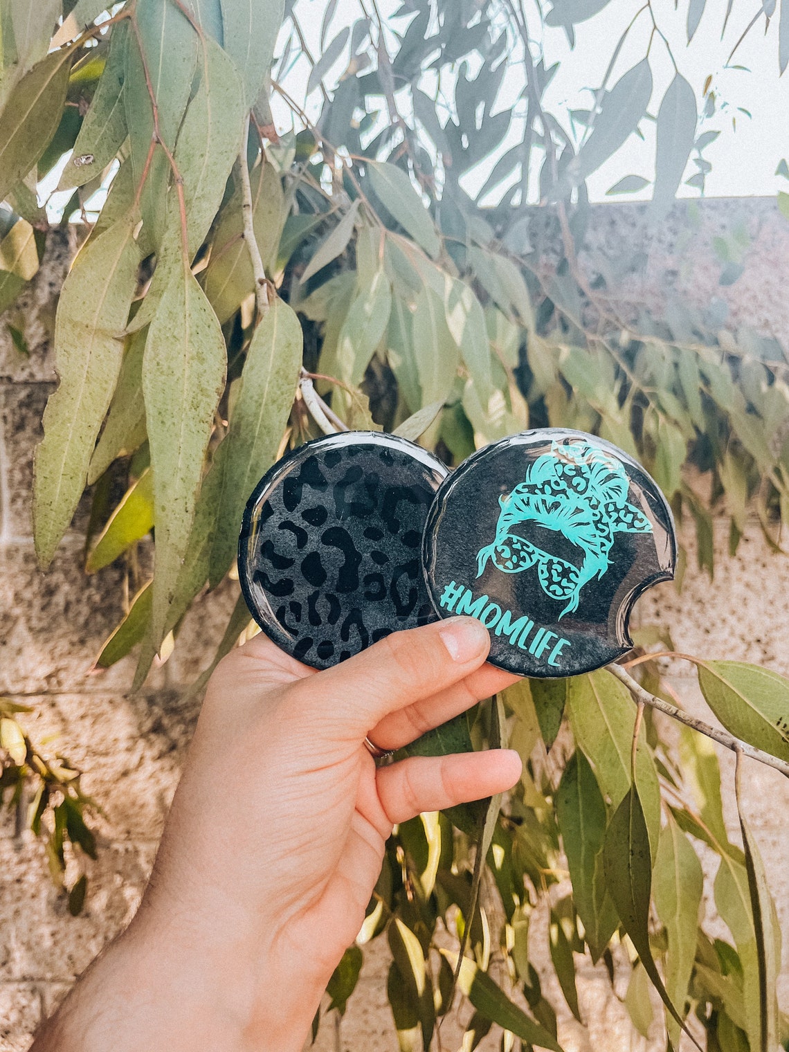 Custom Resin Black Onyx Leopard Print Car Coaster - Etsy
