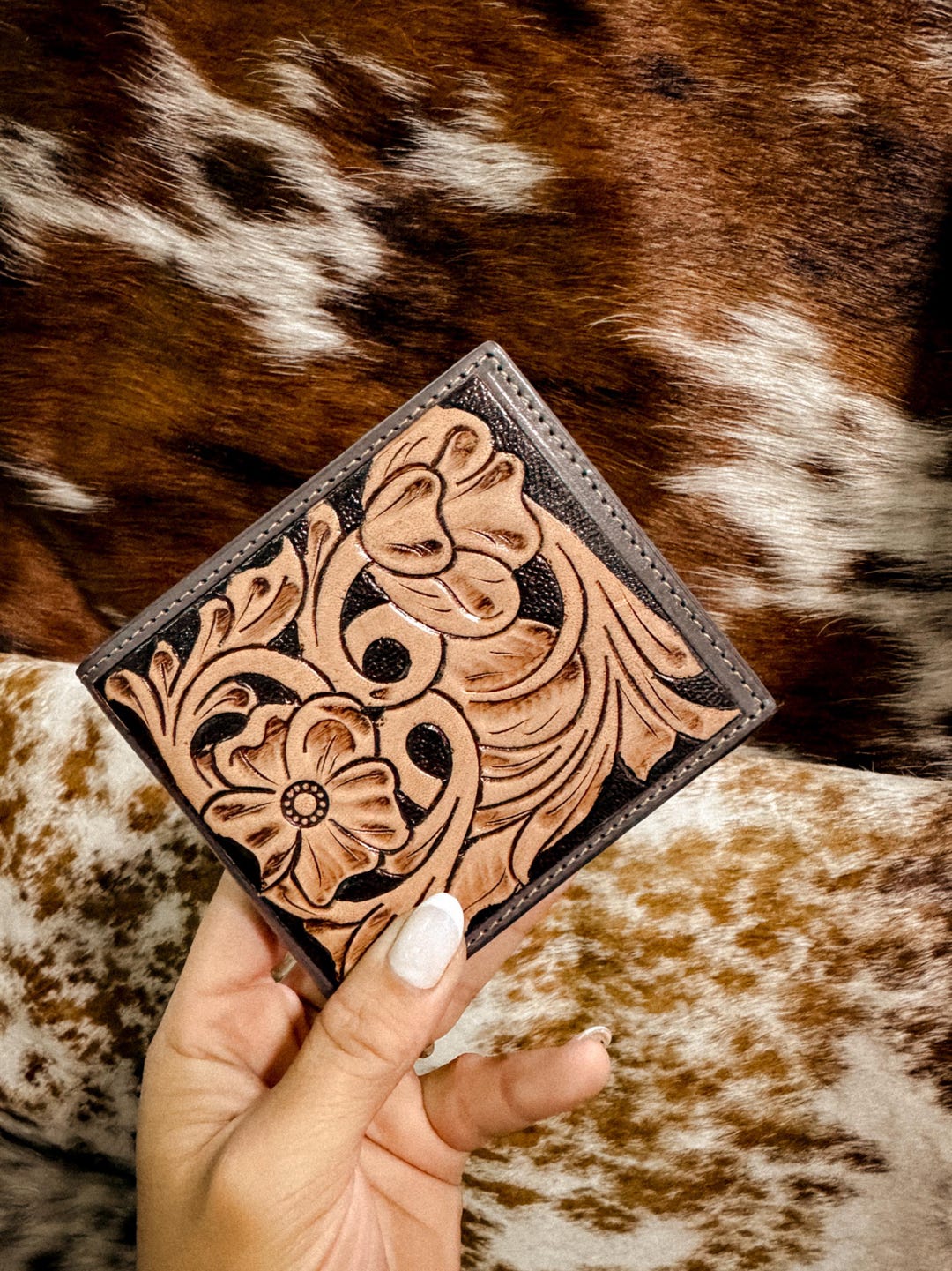 Genuine Men’s Tooled Leather Western Wallet - Etsy