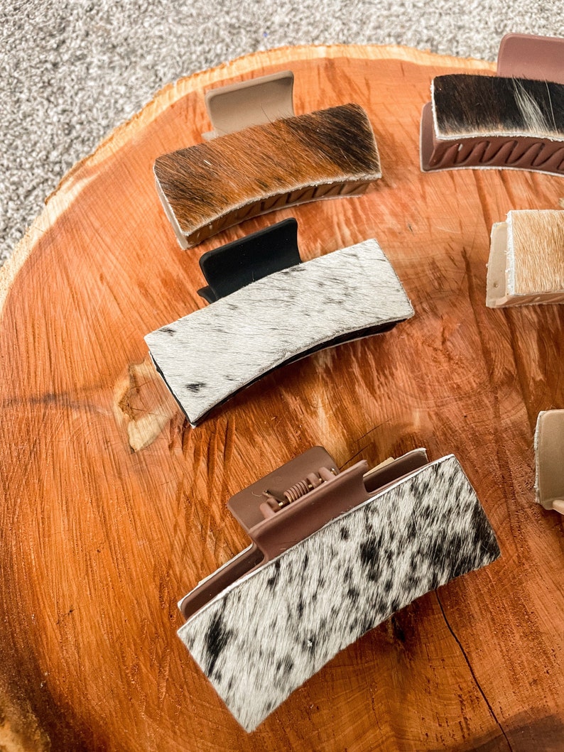 Genuine Hair on Hide Western Cowhide Claw Clip - Etsy