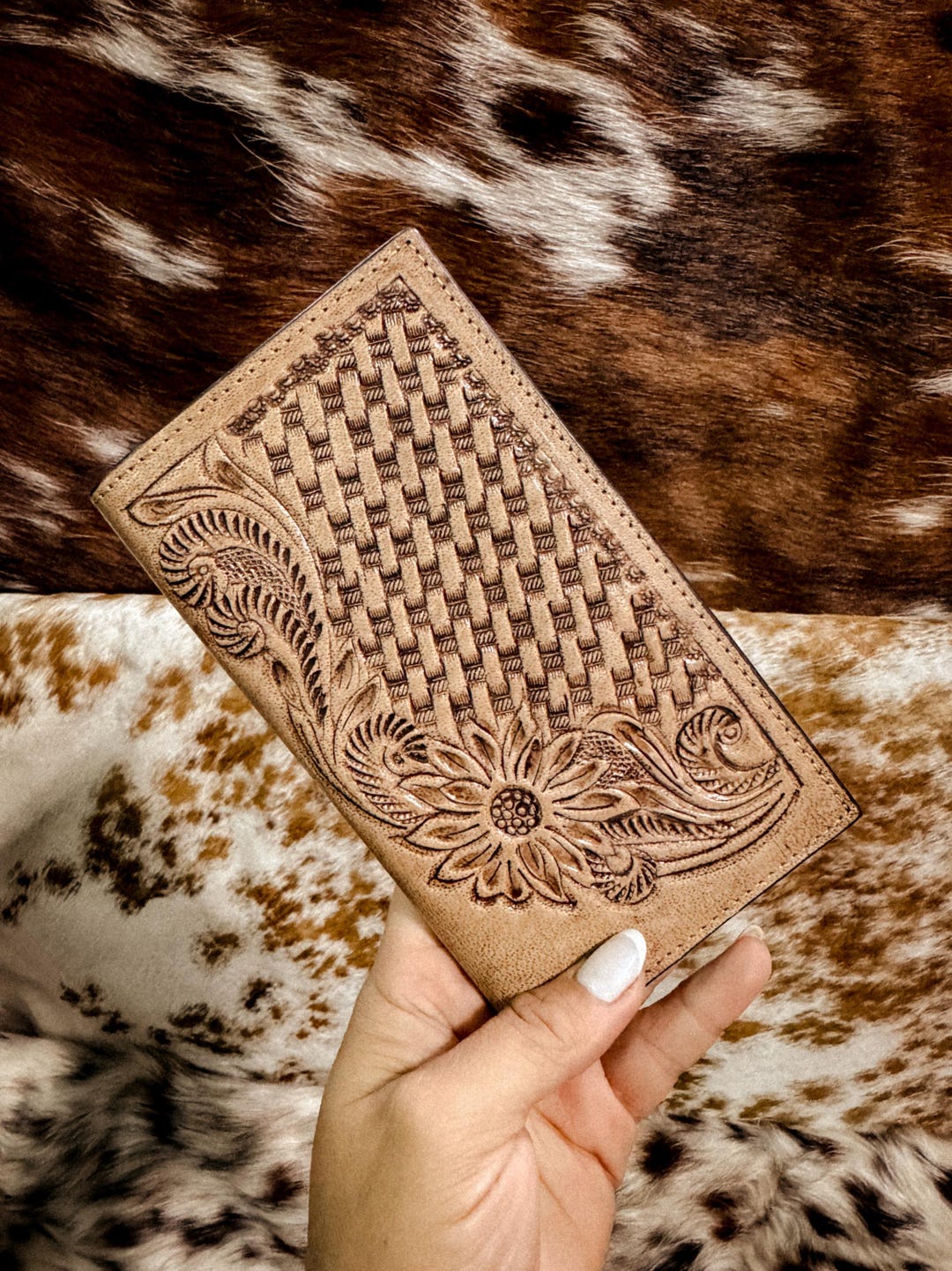 Genuine Men’s Tooled Leather Western Wallet - Etsy