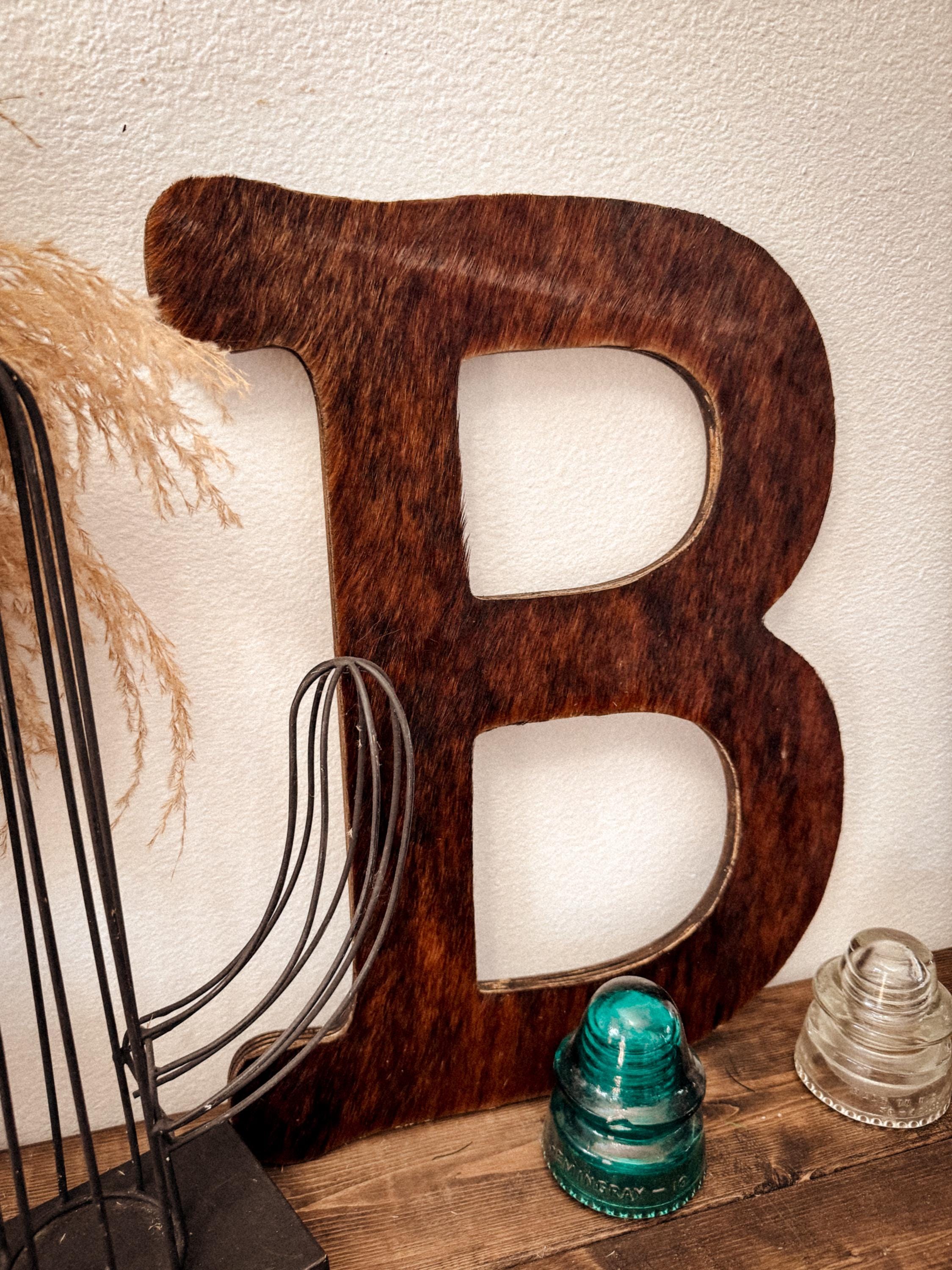 Rustic Cowhide Wooden Letter – Western Wall Decor | 18” Farmhouse ...