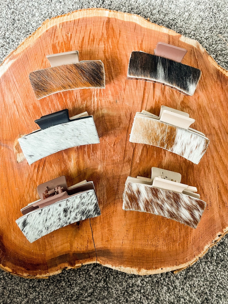 Genuine Hair on Hide, Western Cowhide Claw Clip - Etsy