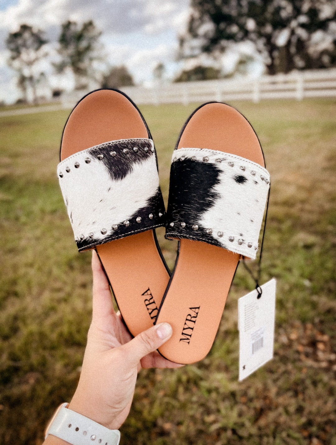 Genuine Cowhide Western Sandals – Crafted Leather and Hair on Slides ...
