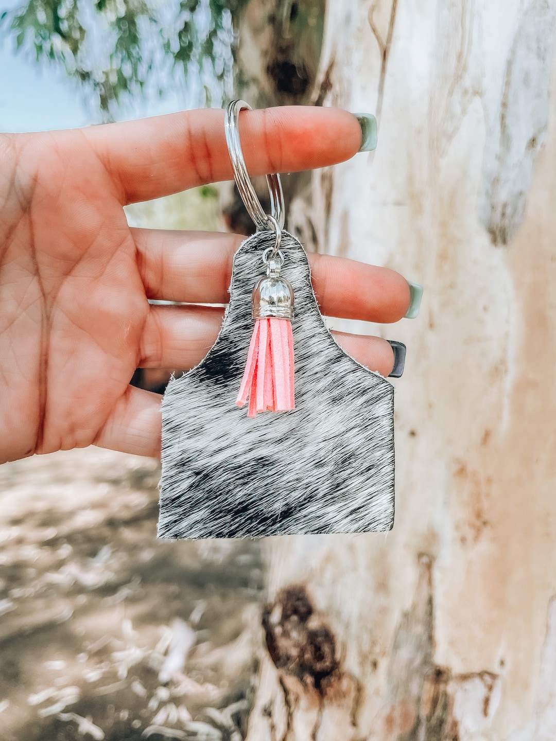 Genuine Cowhide Keychains, Ear Tag Keychains, Western and Boho ...