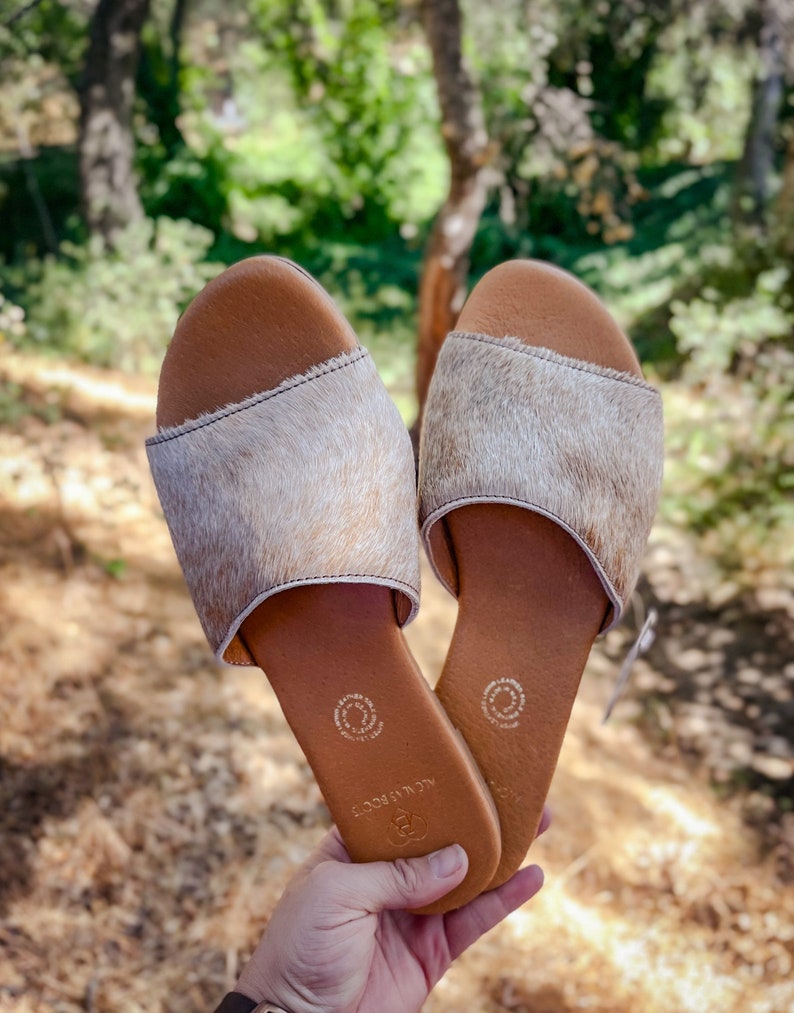 Genuine Cowhide Western Sandals Outdoor Flipflops Flats - Etsy